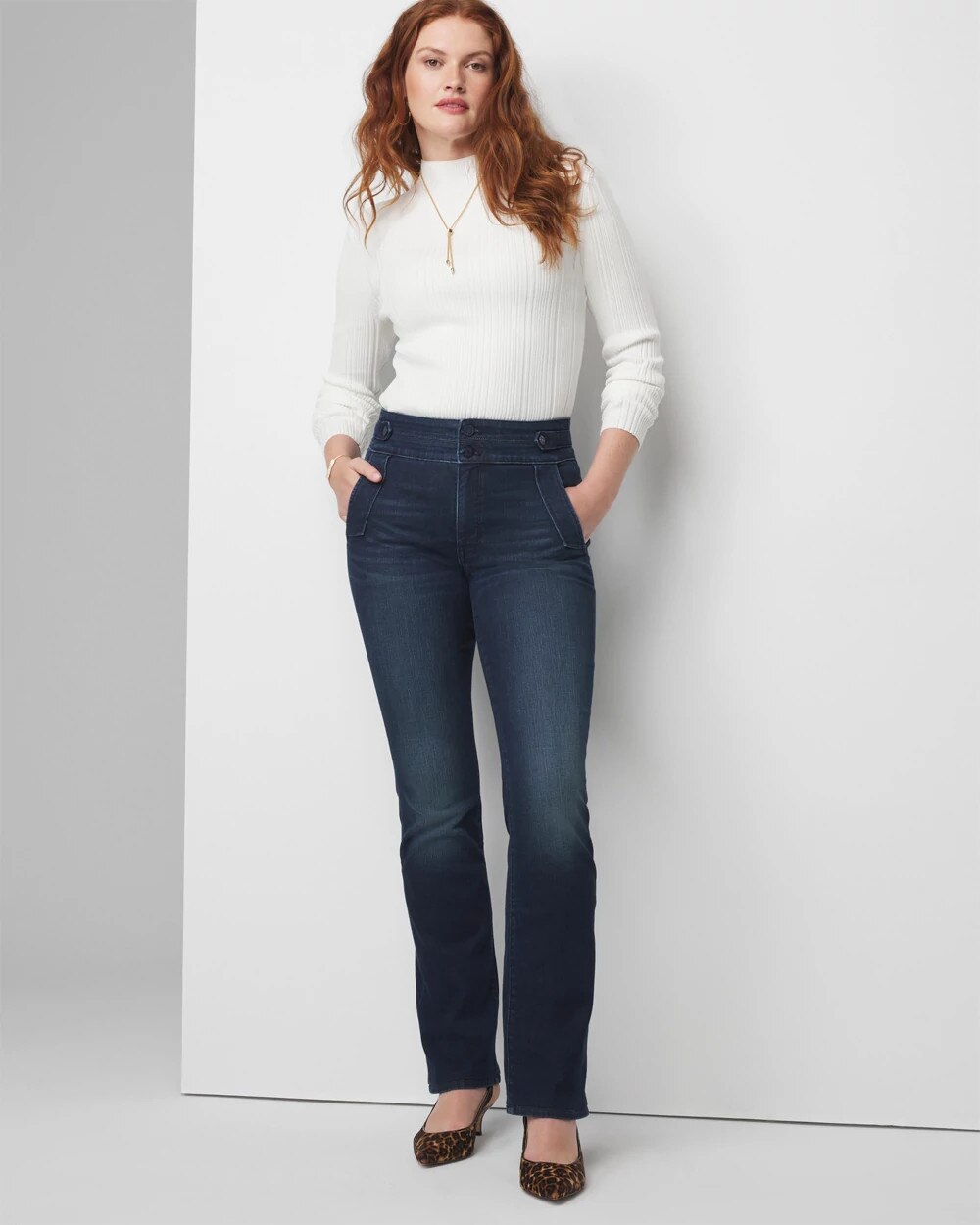 Petite Extra High-Rise Everyday Soft Mariner Bootcut Jeans | White House Black Market